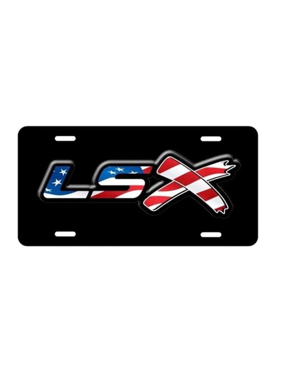 Accents | Lsx Usa Flag Gm Performance Lsx Black Vanity Aluminum License ...